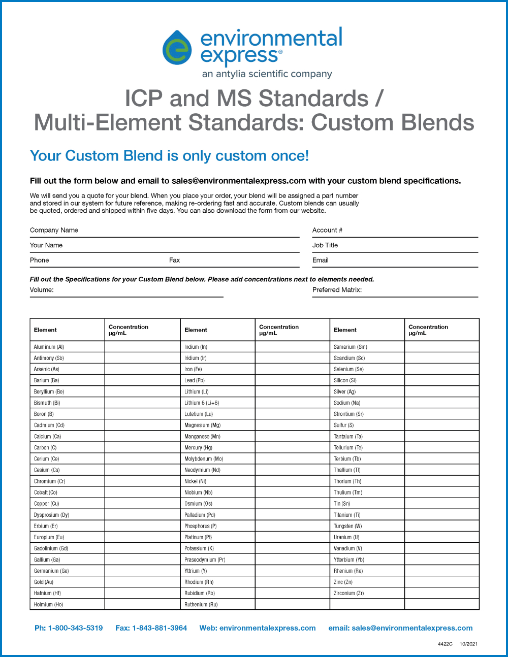 Metals Standards from Environmental Express